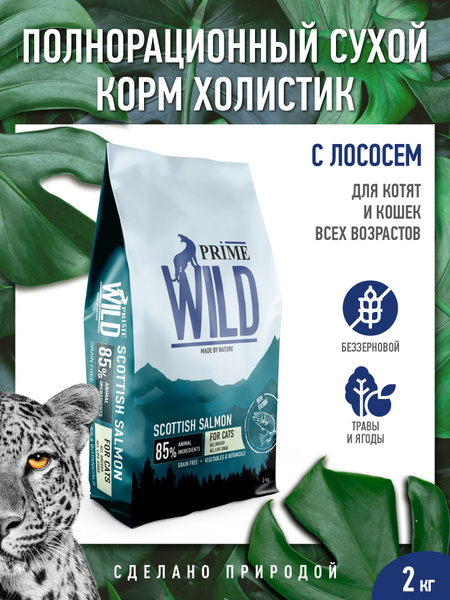 PRIME WILD GF Сухой корм с лососем для котят и кошек, 2 кг купить на OZON по низкой цене ...
