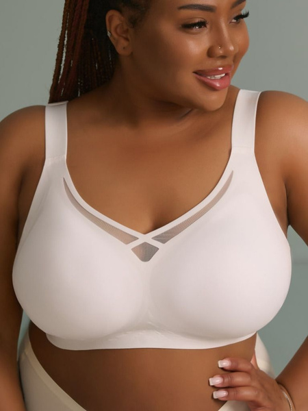 Бюстгальтер Женский WoMageks без косточек, бесшовный, размер 80B, 80C белый Нейлон, Спандекс ...