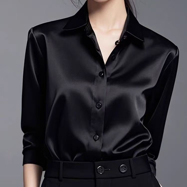 Рубашка Женский CHAOPAI черный нюд Длинный Натуральный шелк, размер 60, 70 Китай, рост 150-200 ...