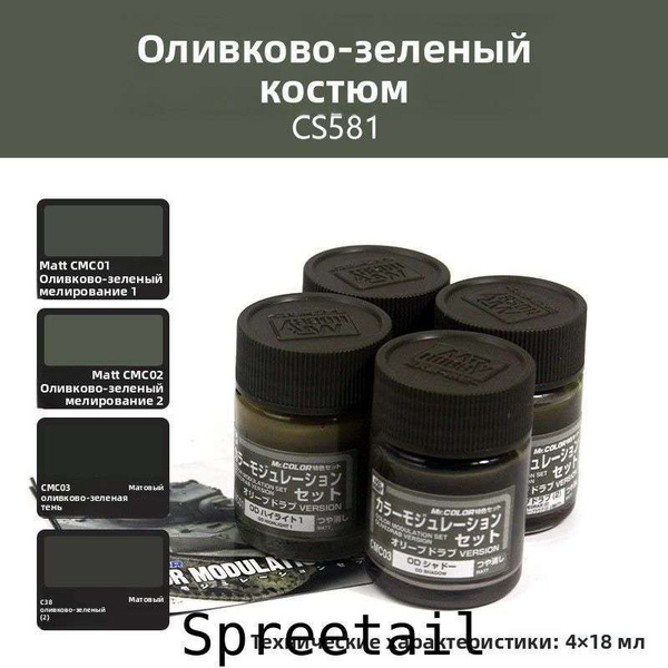 Mr.Hobby Военная колесница США оливково-зеленый набор трехмерных теней ...