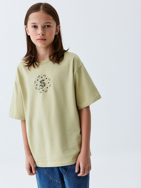 Футболка Мальчики SELA хаки, размер 140 оверсайз Повседневный Бангладеш купить c доставкой на ...