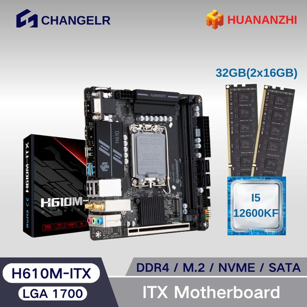 Материнская плата HUANANZHI H610M-ITX+i5-12600KF+DDR4 32GB(2x16GB ...