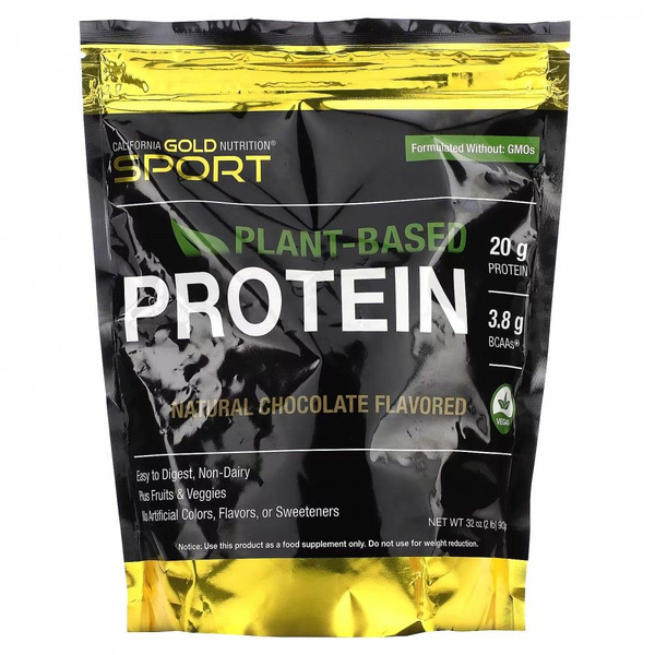 California Gold Nutrition, Sport, растительный протеин, шоколад, 907 г ...