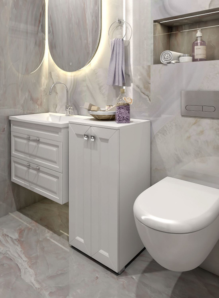 REGENT style Шкаф-пенал для ванной, ПеналГранд2д/бел/РАЗБОР, 40х35х83.6 ...