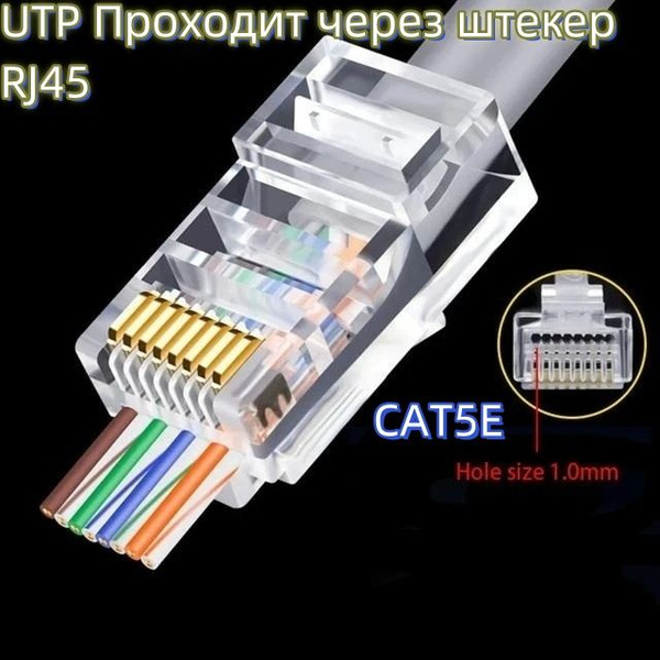 Коннектор cat.5e cat.6a UTP RJ45 штекер 8P8C, Разъем неэкранированный ...