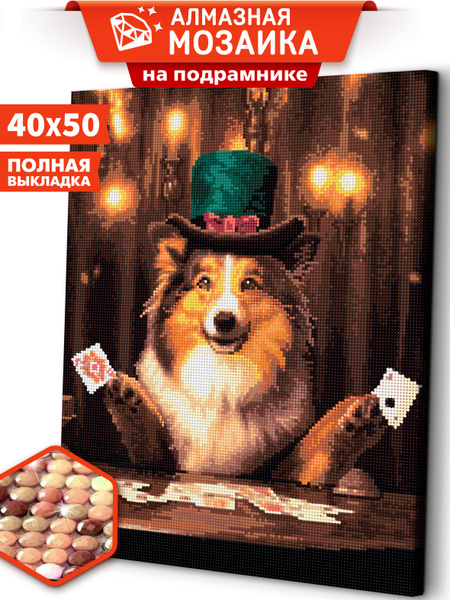 Алмазная мозаика на подрамнике 40х50 "Фокусник" картина стразами ...