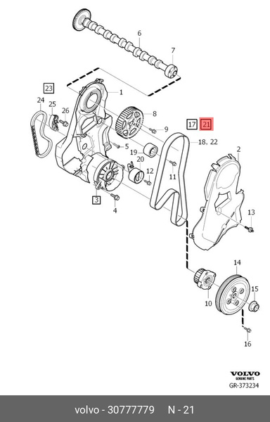 Ремень грм Volvo 30777779 - Volvo арт. 30777779 - купить по выгодной ...
