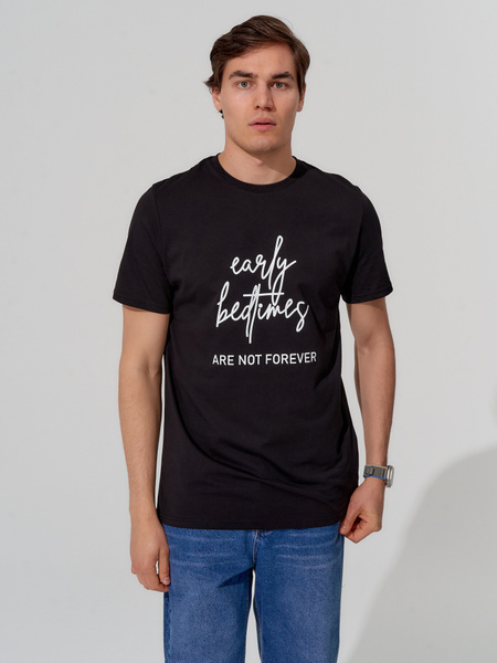 Футболка T-RONE menswear, размер 52, цвет черный, 92% хлопок, 8% лайкра ...