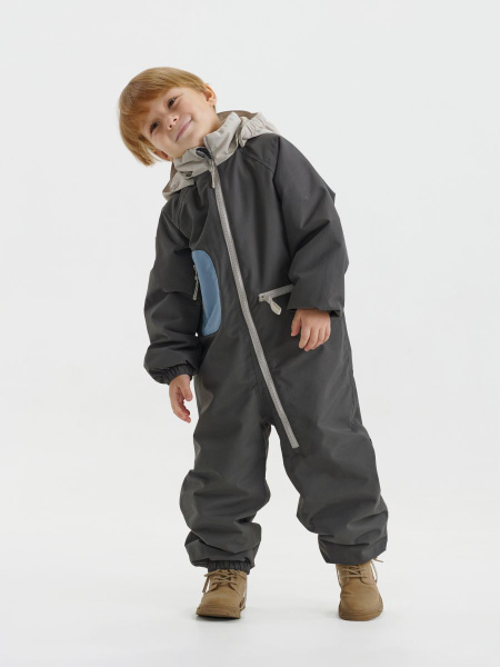 Комбинезон утепленный Девочки, Мальчики Leokid, размер 98, рост 98-104 серый Демисезон ...