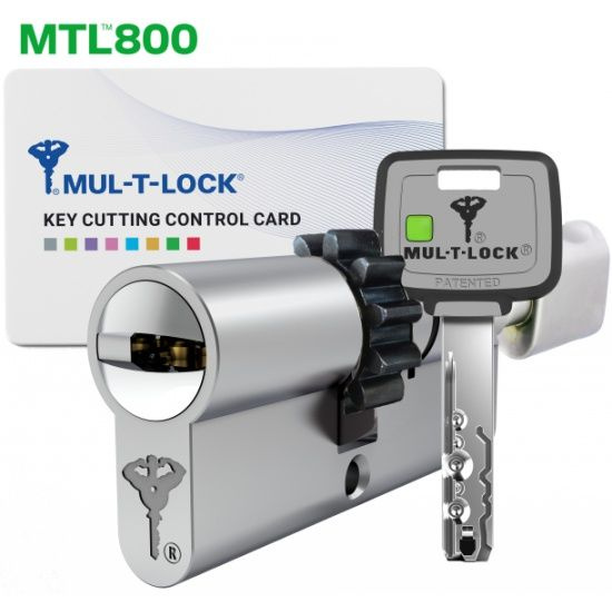 Цилиндр дверной Mul-T-Lock MTL 800(66мм 33*33) ключ-вертушка, никель,шестеренка купить по низкой ...