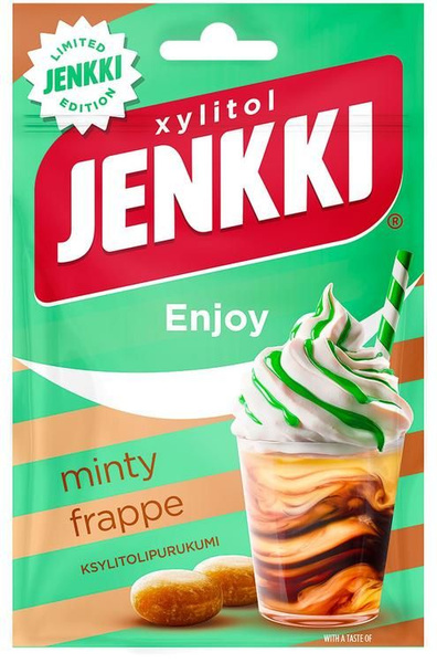 Жевательная резинка Jenkki Enjoy Minty Frappe, Холодный кофе с мятой, с ...
