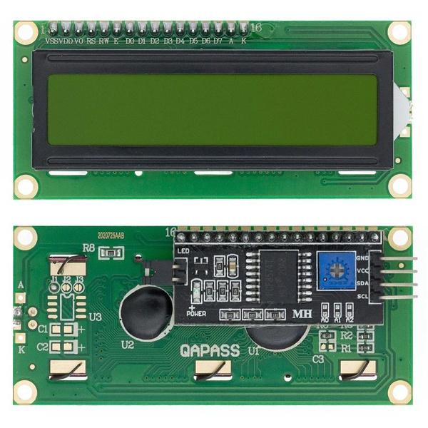 Lcd дисплей 1602 зеленый с I2c модулем для Arduino Nodemcu Stm32 0090