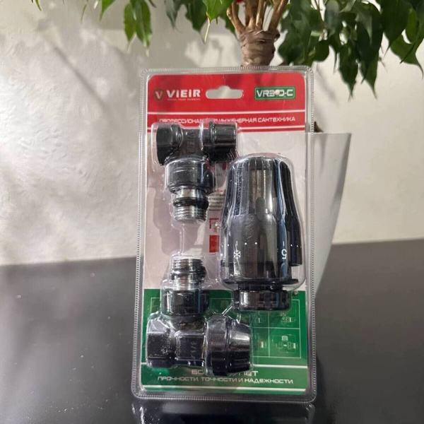 VIEIR Термостатический комплект для радиатора УГЛОВОЙ 1/2" VR310-C 3 в 1 ЧЁРНЫЙ - купить в ...