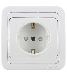 Розетка с рамкой с/у белая с заземлением IP20 Makel Mimoza со шторками - купить по низкой цене в ...