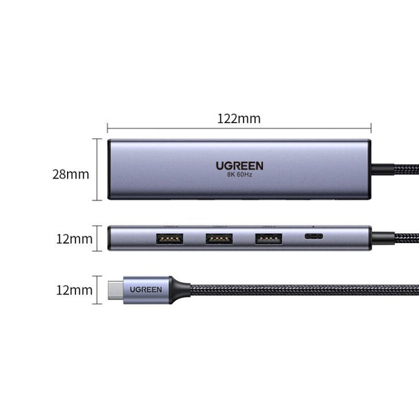 Ugreen Переходник USB HUB 5 в 1. USB разветвитель, type c DP, док ...