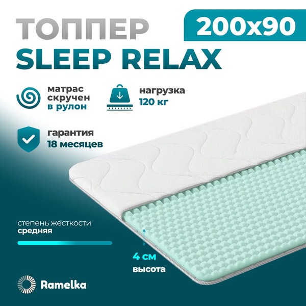 Топпер-наматрасник Ramelka Mattress Топпер, Беспружинный, 90x200 см купить c доставкой на OZON ...