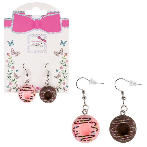 Серьги бижутерия Lukky Fashion Пончики клубника и шоколад, висячие ...