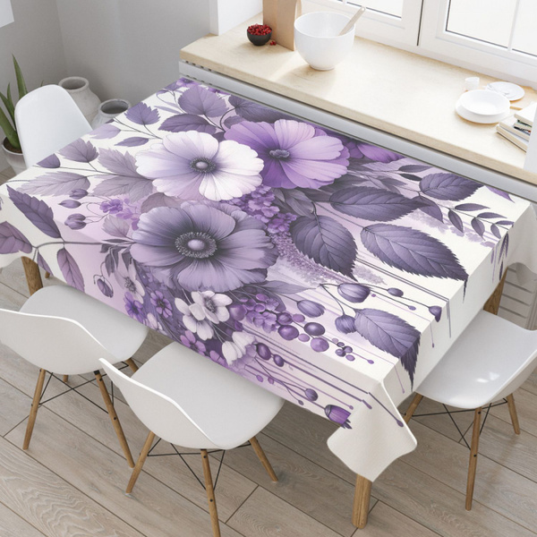 Прямоугольная тканевая скатерть на стол JoyArty с рисунком "Цветочная роспись" 120 на 145 см ...