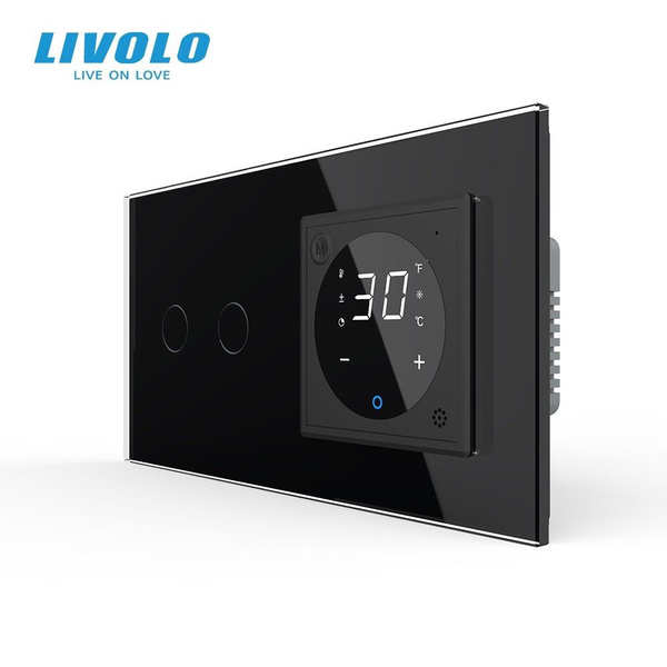 Двухклавишный сенсорный выключатель Livolo с терморегулятором (2-0 ...