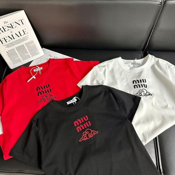 Футболка Miu Miu размер 40 цвет белый 100 чистый хлопок купить по выгодной цене в