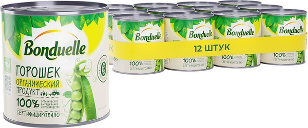Горошек зеленый Bonduelle, органический продукт, 425 мл х 12 шт - купить с доставкой по выгодным ...