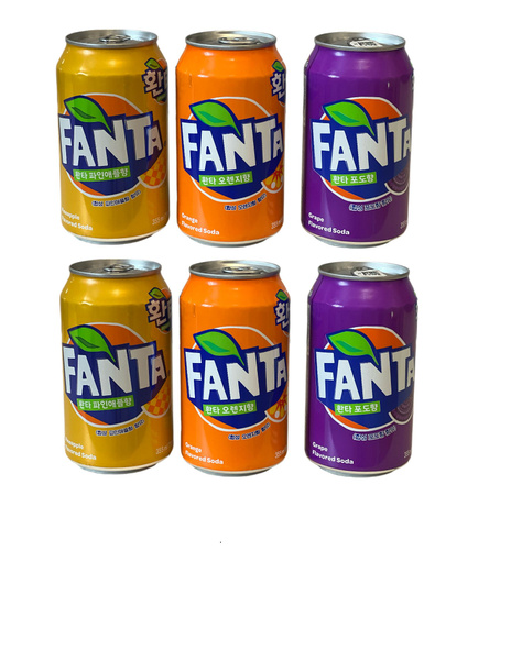 Набор Fanta (Фанта) со вкусом Ананаса, Винограда и Апельсин, Корея, (6 ...