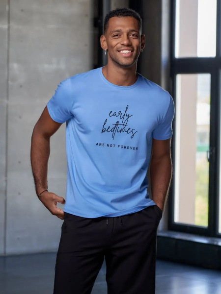 Футболка T-RONE menswear, размер 56, цвет голубой, 92% хлопок, 8% ...