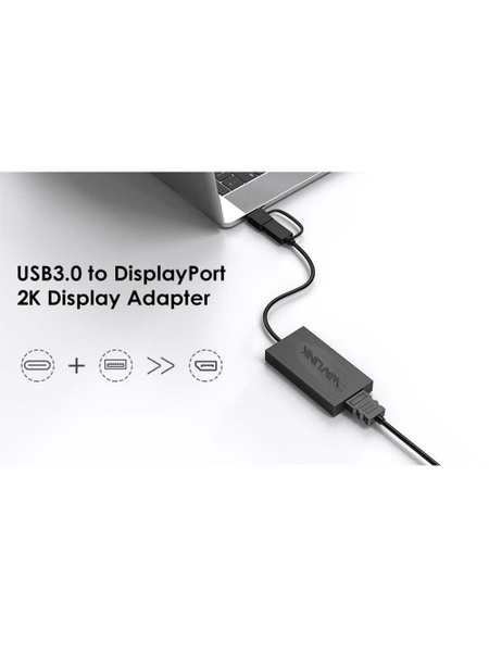 Адаптер дисплея USB 3.0 DisplayPort 2K, монитор с USB A или USB C на DP ...