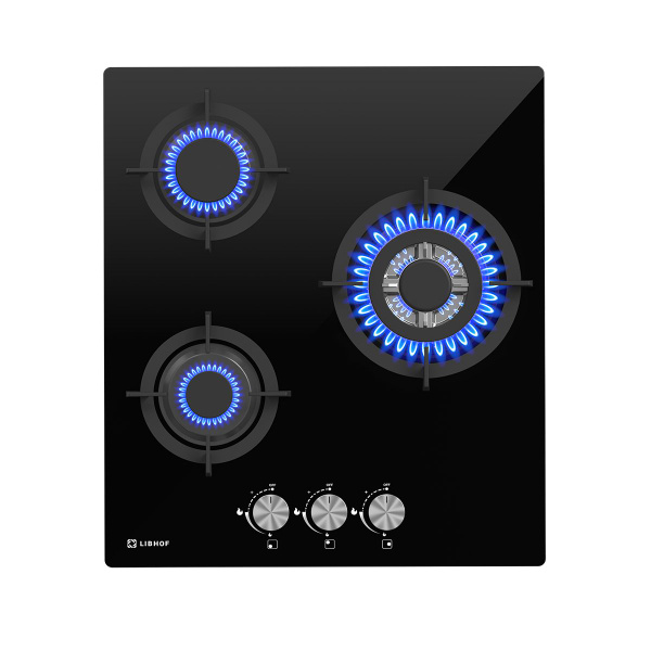 Варочная панель газовая встраиваемая Libhof IS-453 black / 45 см / WOK-конфорка / газ-контроль ...