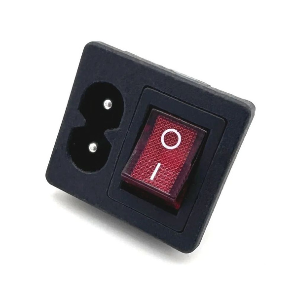 Разъем сетевой на корпус с выключателем и подсветкой C8 250 V 6 А купить с доставкой по