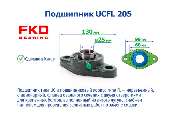 Подшипник FKD UCFL 205 размеры 25х34.1 купить на OZON по низкой цене (753293839)