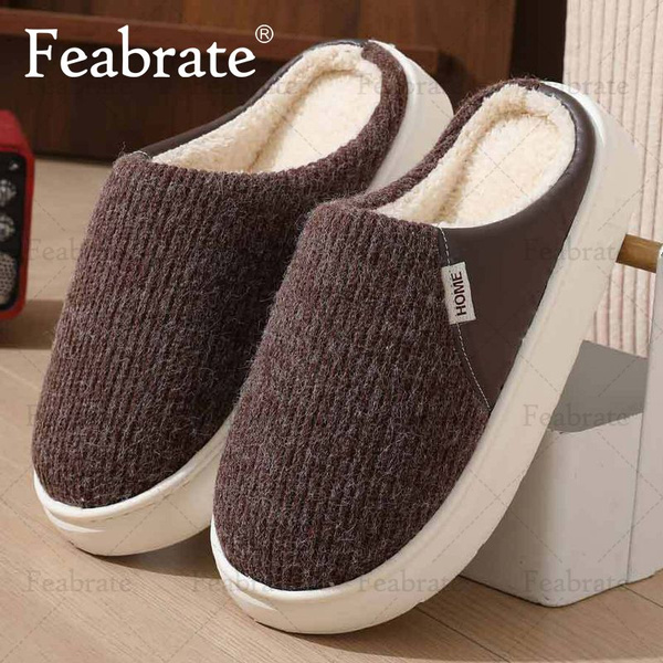 Тапочки Мужской Feabrate, размер 38, 39 кофейный Закрытый нос, Круглый нос Без каблука Без ...