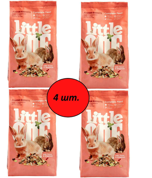 Little One Корм для молодых кроликов 900г (4 штуки) - купить с ...