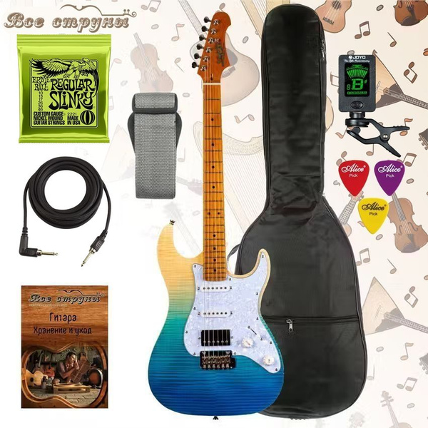 Электрогитара JET JS-450 TBL Stratocaster с тёплым чехлом, струнами ...