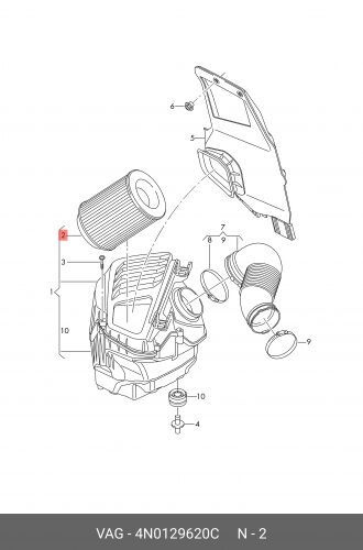 Фильтр воздушный VAG (VW/Audi/Skoda/Seat) VAG^4N0129620C - купить по ...