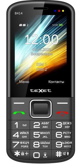 Мобильный телефон TEXET TM-B414 Black, две активные SIM-карты купить на OZON по низкой цене ...