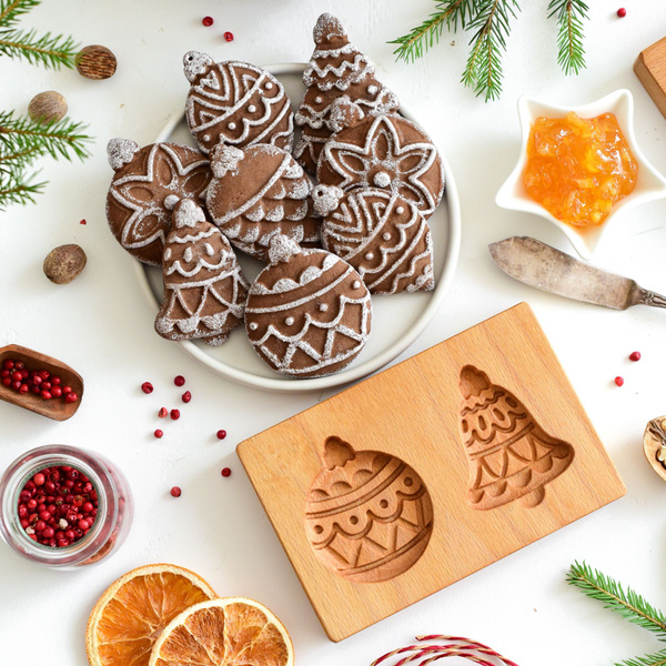 Форма для пряников и печенья Новогодние игрушки Шарик и колокольчик ...