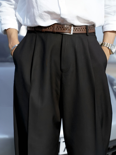 Брюки Мужской Paolo Marni бананы черный Хлопок, Полиэстер Повседневный, размер 54 Молния ...