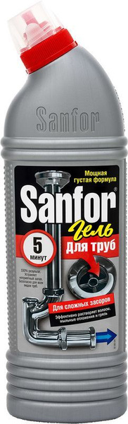 Средство Sanfor 5 минут для устранения засоров, 750мл купить на OZON по низкой цене (1780654516)