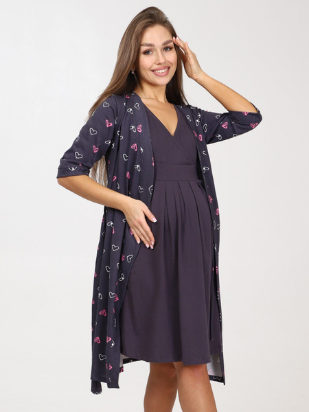 Комплект одежды Женский mamajane Домашний графит, темно-серый, размер 52 Хлопок, рост 158-176 ...