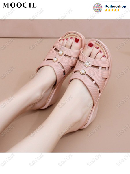 Пантолеты Женский MOOCIE, размер 39 ABS пластик, Искусственная кожа Толстая подошва Танкетка Без ...