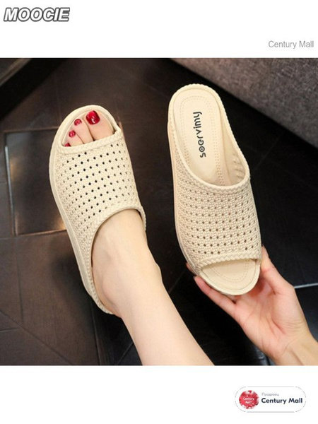 Сабо Женский MOOCIE Искусственная кожа, размер 35 Маломерит, Толстая подошва Танкетка купить c ...