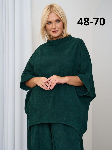 Туника Женский SPARADA Повседневный Три четверти Вельвет зеленый, размер 64, 66 Россия ...
