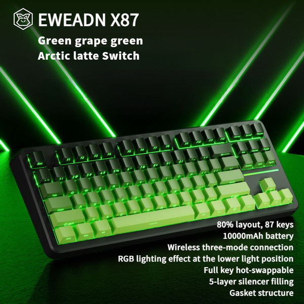 EWEADN Игровая клавиатура беспроводная X87 Pro, (Arctic Latte Switch ...