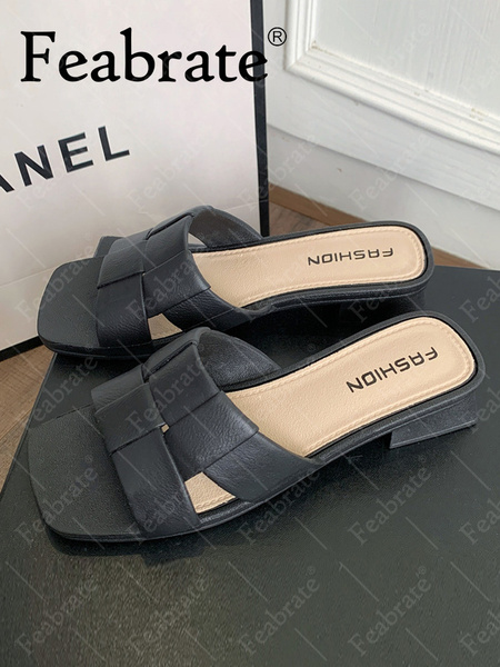 Шлепанцы Женский Feabrate, размер 40, 41 Искусственная кожа Квадратный нос Без застёжки Лето ...