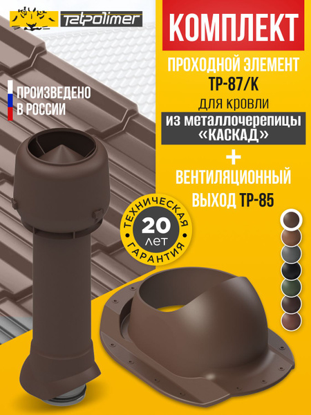 Комплект вентиляционный выход с утеплителем TP-85.125 + проходной ...