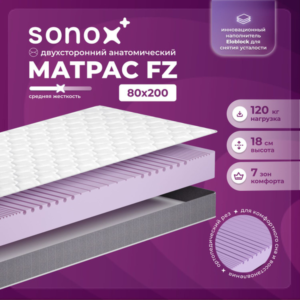 Матрас SONOX беспружинный, Беспружинный, 80x200 см купить c доставкой на OZON по низкой цене ...