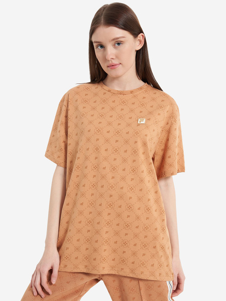 Футболка Женский Fila бежевый, размер 46, 48 Хлопок Повседневный Бангладеш купить c доставкой на ...