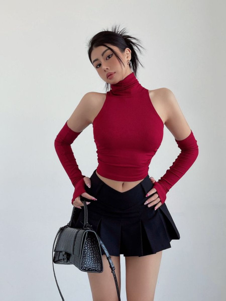 Топ Женский SYJYW красный, размер 44 Целлюлоза Без рукавов Повседневный Китай Другое купить c ...