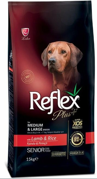 Корм Reflex Plus Medium&Large Senior Ягненок с рисом для пожилых средних и крупных пород 15 кг ...